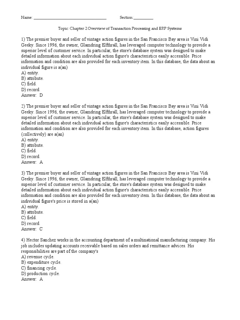 AIS Multiple Choice Question and Answer (Chapter 2 - Set E) | PDF | Databases | Sales