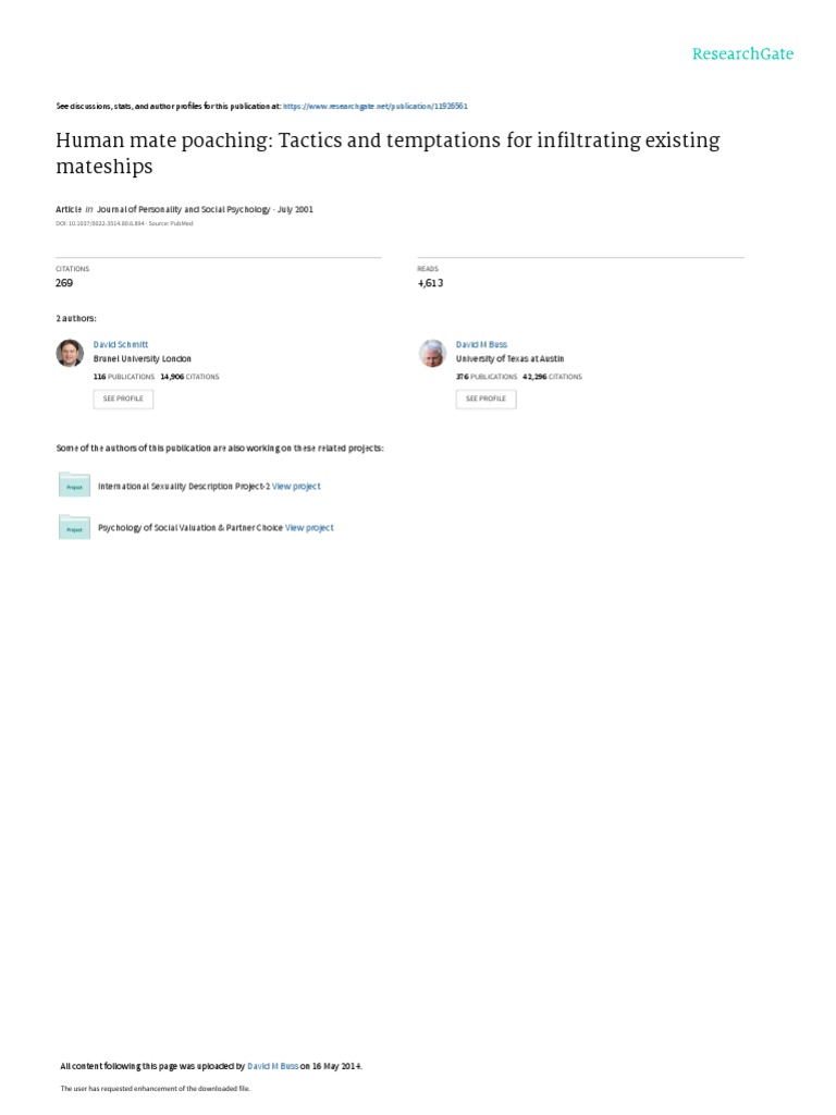 Human Mate Poaching Tactics and Temptations For in | PDF | Science ...