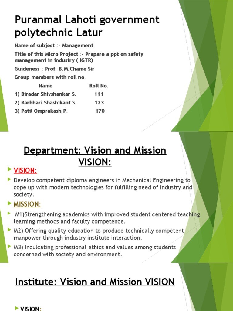 Puranmal Lahoti Government Polytechnic Latur | PDF | Occupational ...