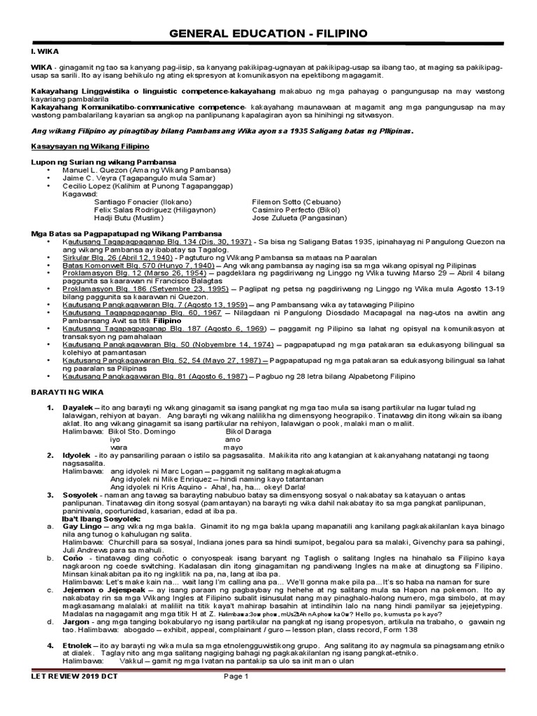 Gen Ed Filipino 2021 | PDF