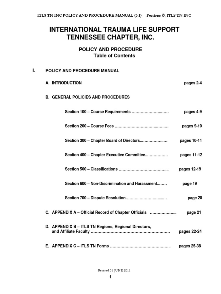 International Trauma Life Support Tennessee Chapter, Inc. - ITLS - TN ...