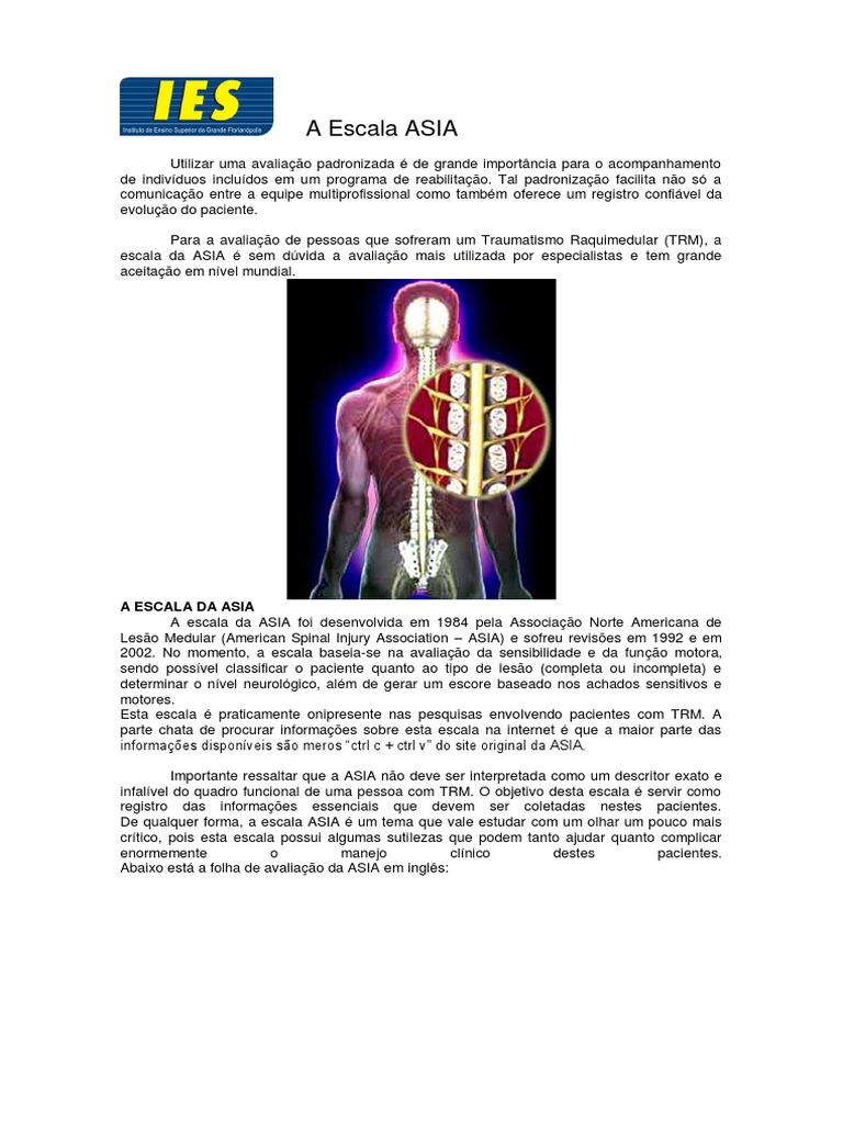 A Escala ASIA - Guia | PDF | Joelho | Cotovelo