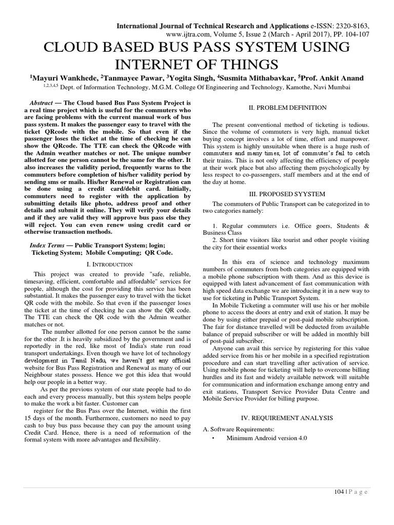 Cloud Based Bus Pass System Using Internet of Things | PDF | Password | Software Development