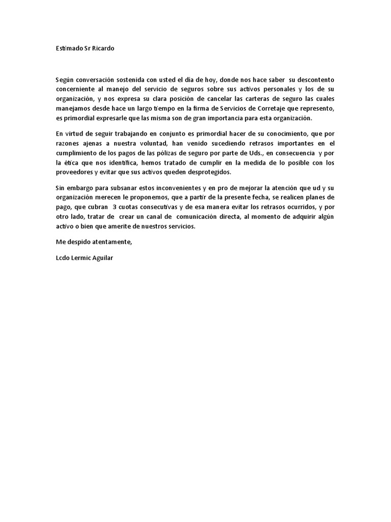 Estimado SR Ricardo | PDF