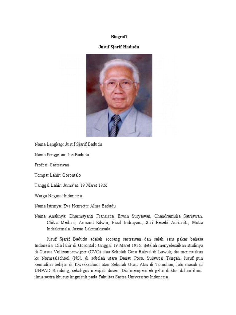 Biografi Jusuf Sjarif Badudu | PDF