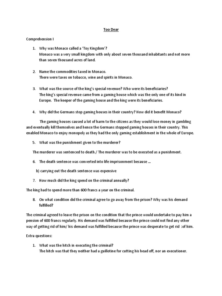 Too Dear - Notes | PDF | Prison | Monaco