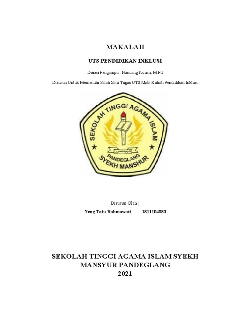 Makalah Uts Pendidikan Inklusi Neng Tatu | PDF