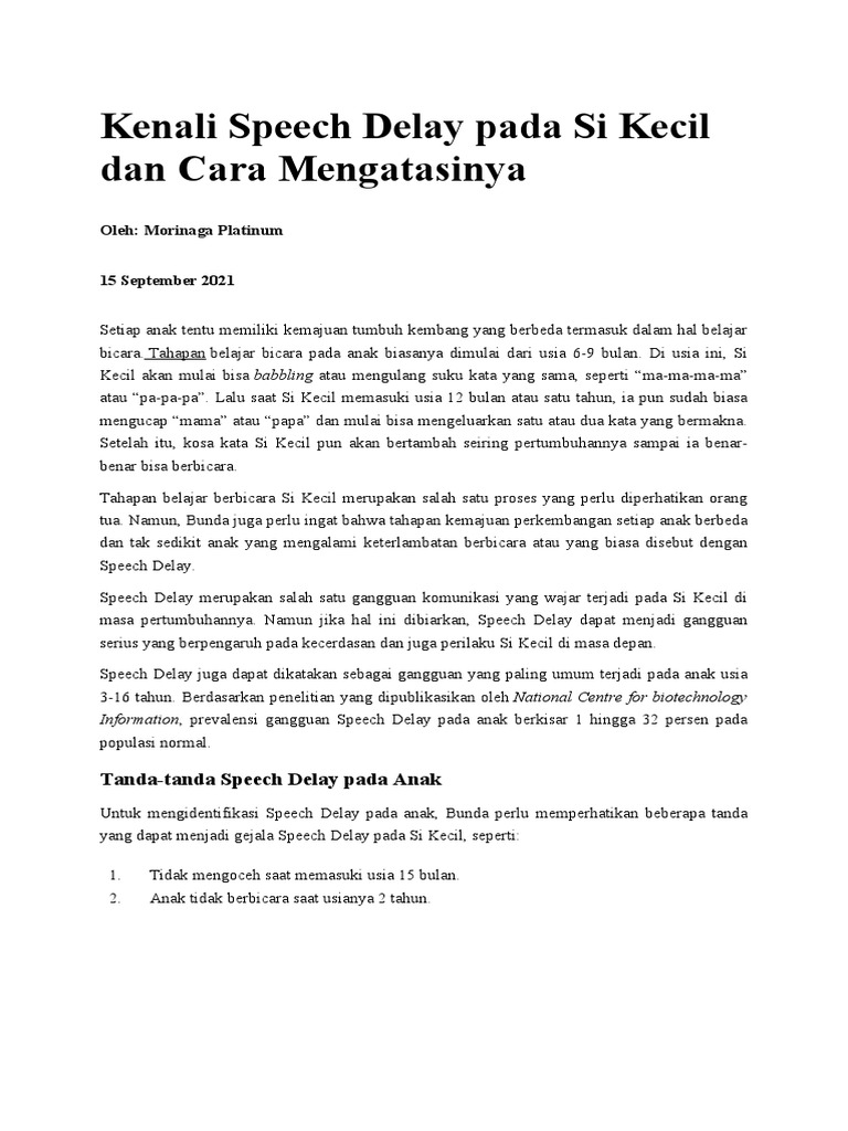 Mengatasi Speech Delay | PDF