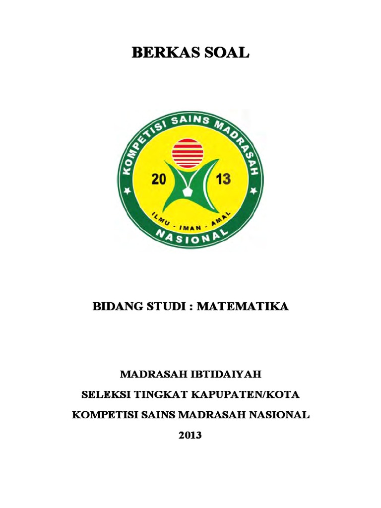 Soal KSM Matematika MI 2013 | PDF
