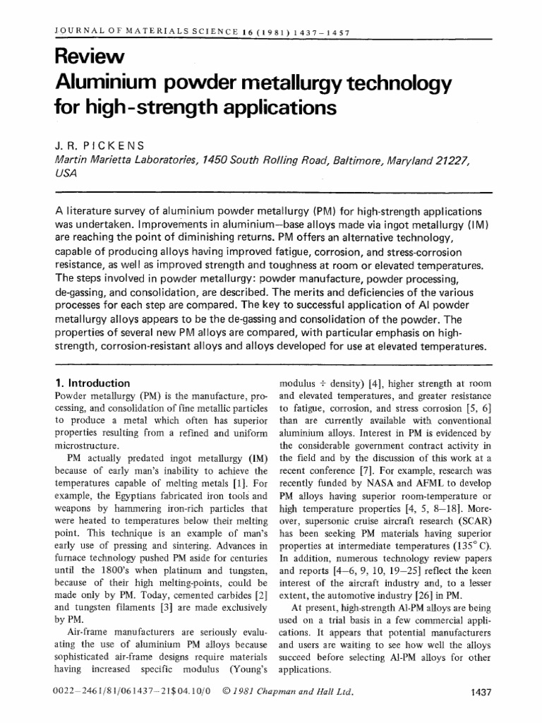 Aluminium Powder Metallurgy Technology For High-Strength Applications ...