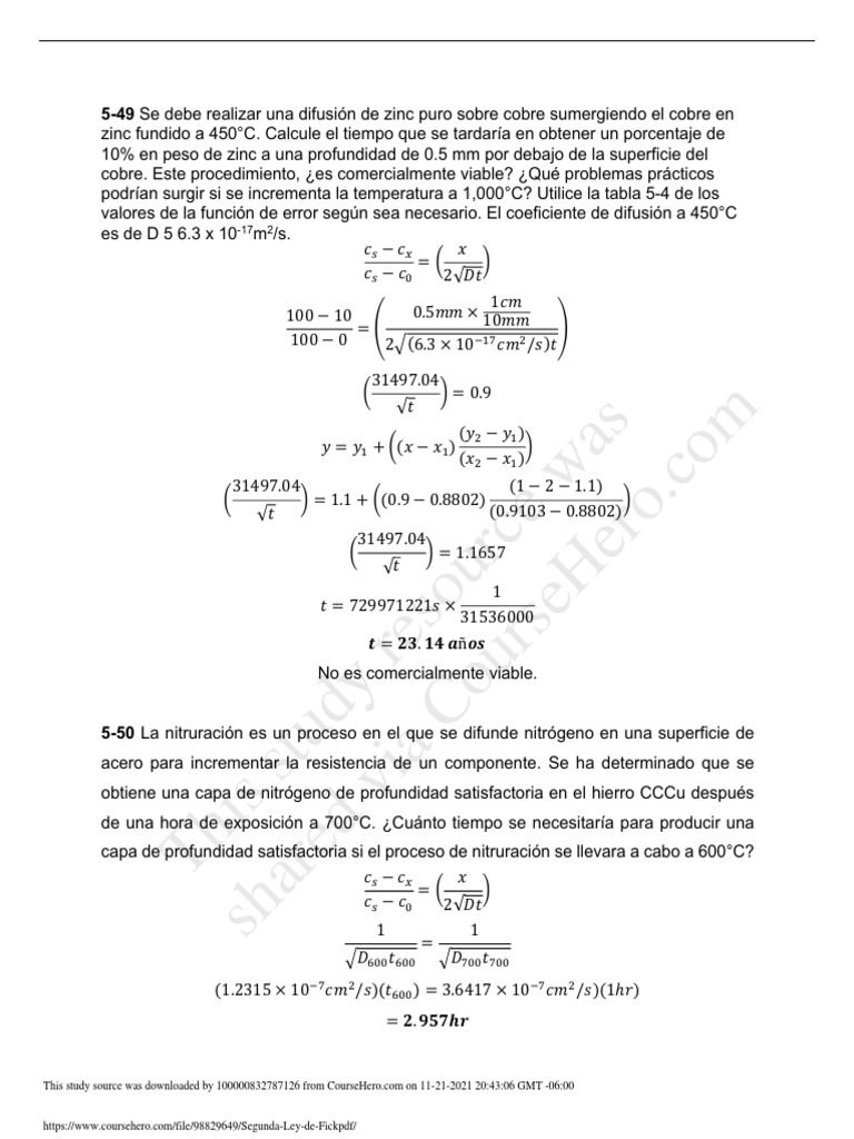 Segunda Ley de Fick PDF | PDF | Conjuntos de elementos químicos | Sustancias químicas