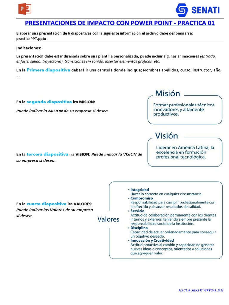 Presentaciones de Impacto Con Power Point - Practica | PDF