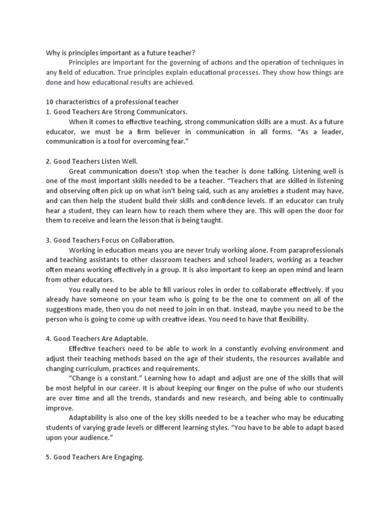 Essential Principles for Future Teachers | PDF | Teachers | Learning