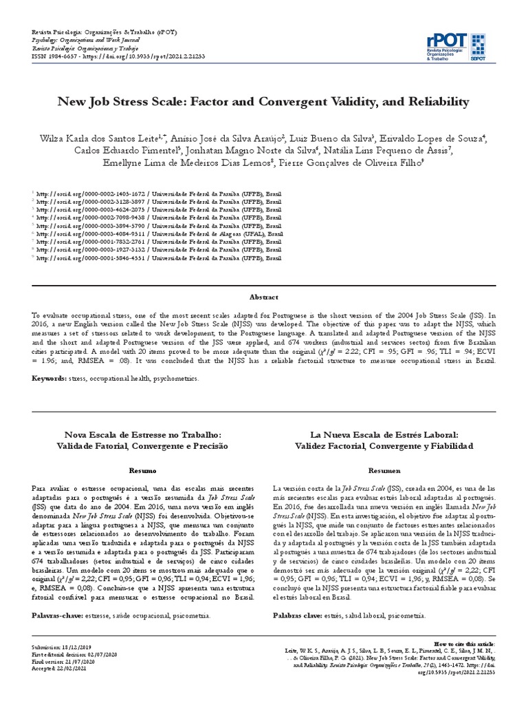 Work Stress Scale | PDF