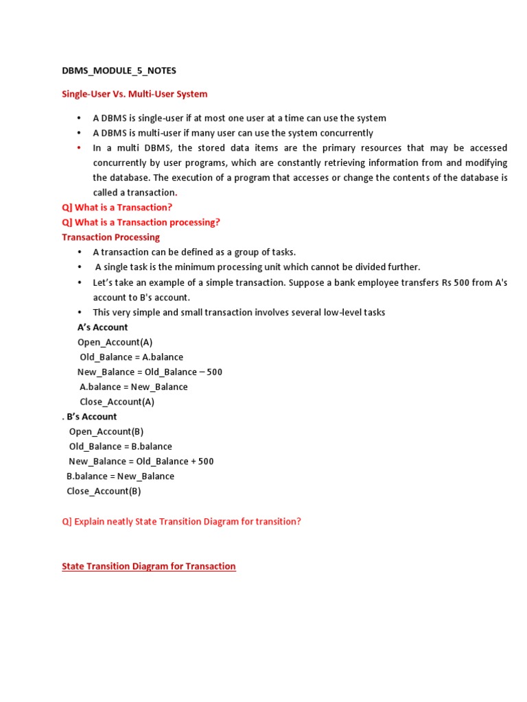 Single-User vs. Multi-User System: Dbms - Module - 5 - Notes | PDF ...