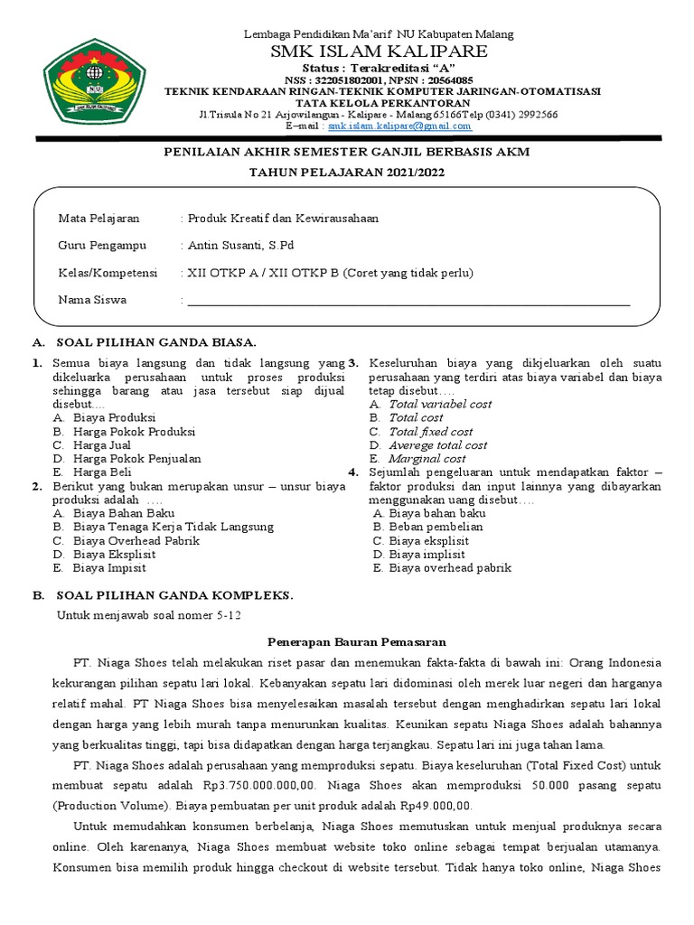 Pas Ganjil Xii Otkp PKDK Akm | PDF | Karier & Perkembangan | Bisnis