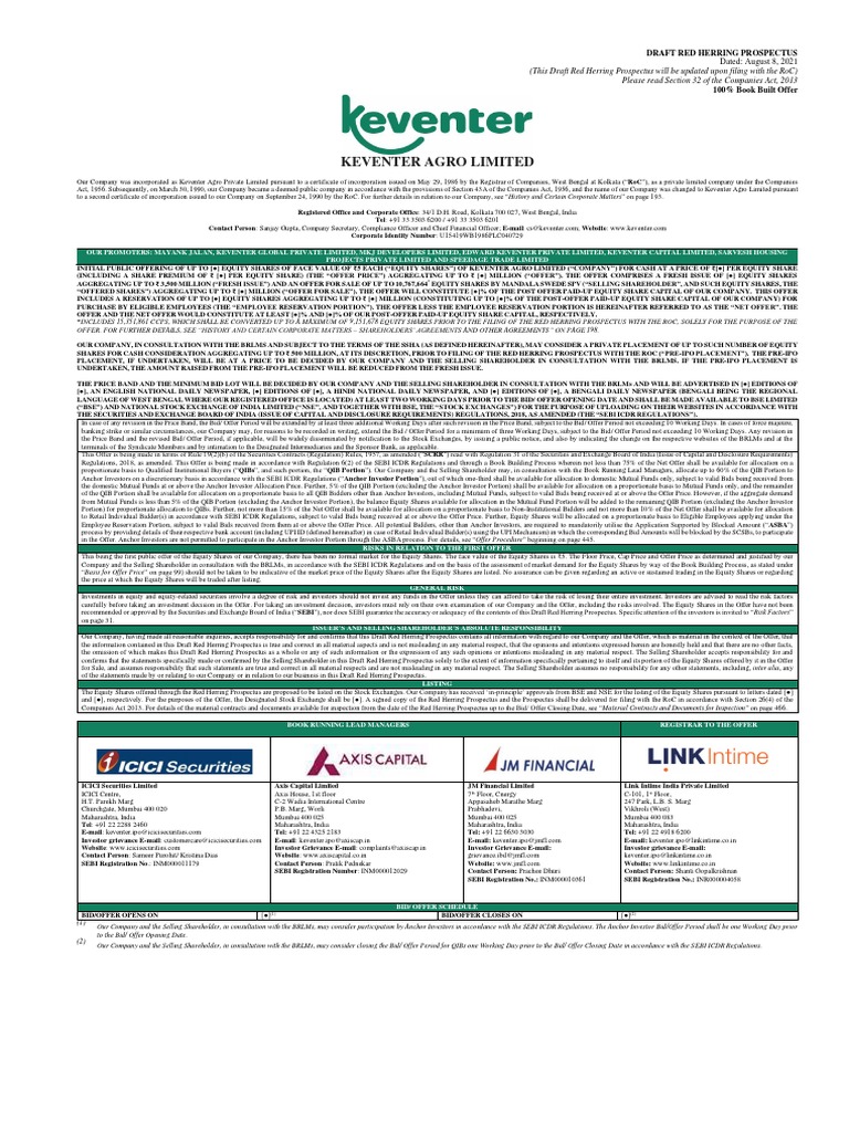 Keventer DRHP | PDF | Stocks | Mutual Funds