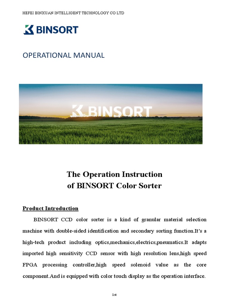 The Operation Instruction of BINSORT Color Sorter | PDF | Switch ...