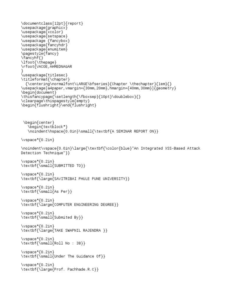 Latex Report Code | PDF | Security | Computer Security
