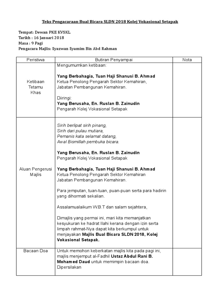 Teks Bual Bicara Program SLDN | PDF