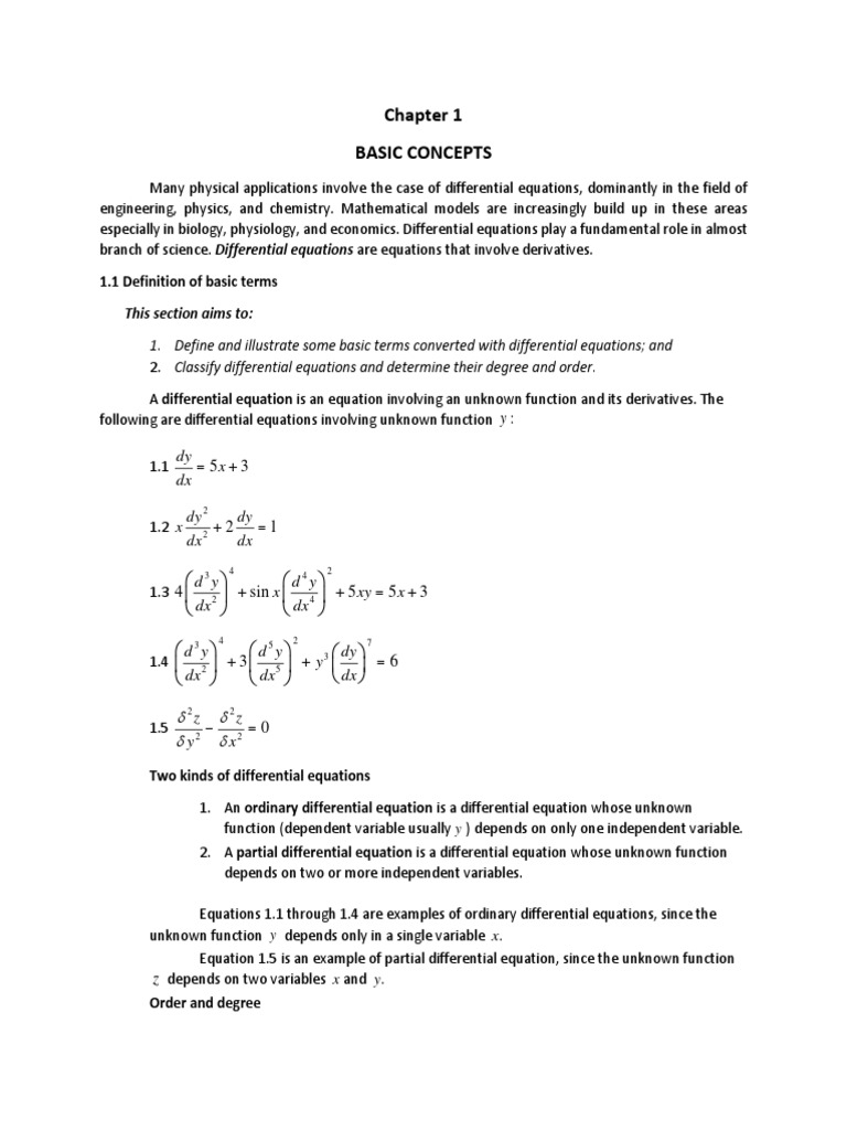 Basic Concepts: 1.1 Definition of Basic Terms | PDF | Equations ...