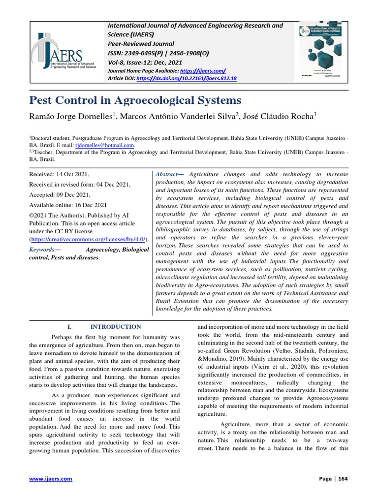 Pest Control in Agroecological Systems | PDF | Agriculture | Biodiversity