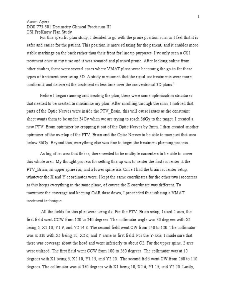 Csi Plan Study | Download Free PDF | Radiation Therapy | Dosimetry
