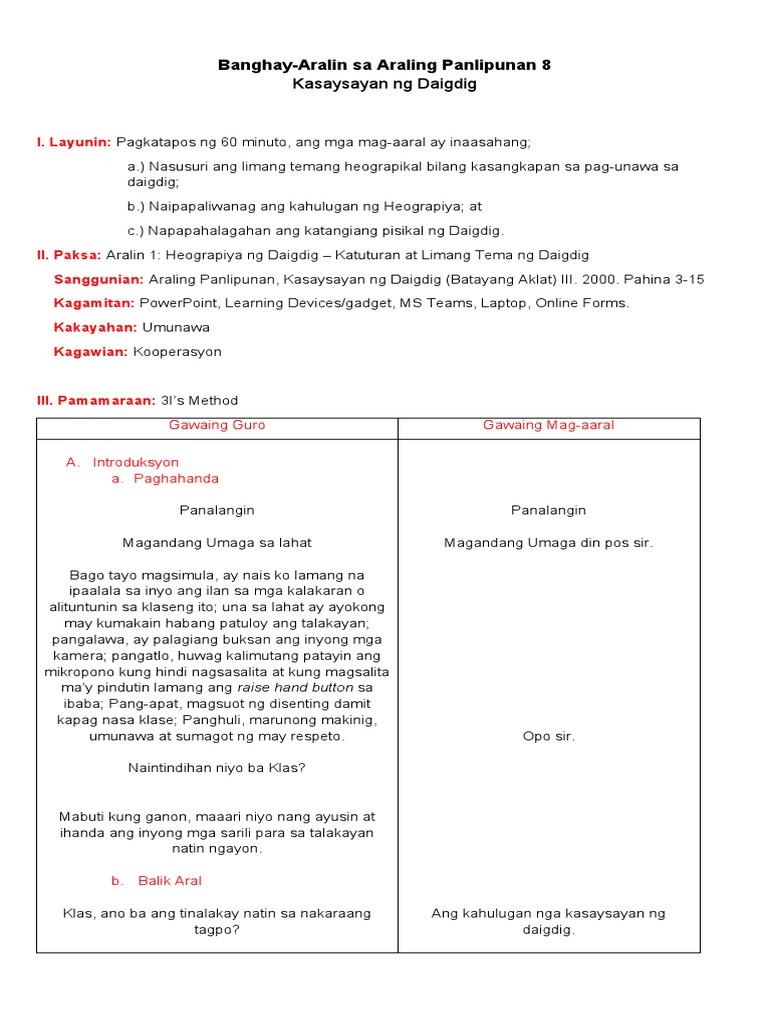Lesson Plan (Heograpiyang Pisikal) | PDF