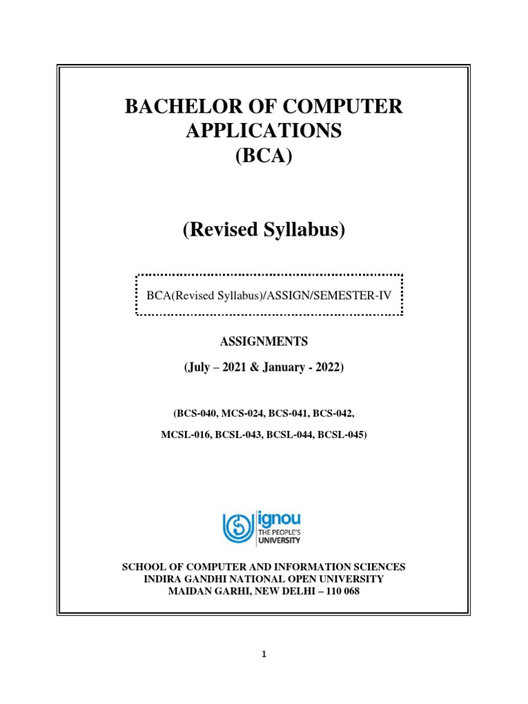 BCA SEMESTER-IV Assignments 2021-22 | PDF | Class (Computer Programming ...