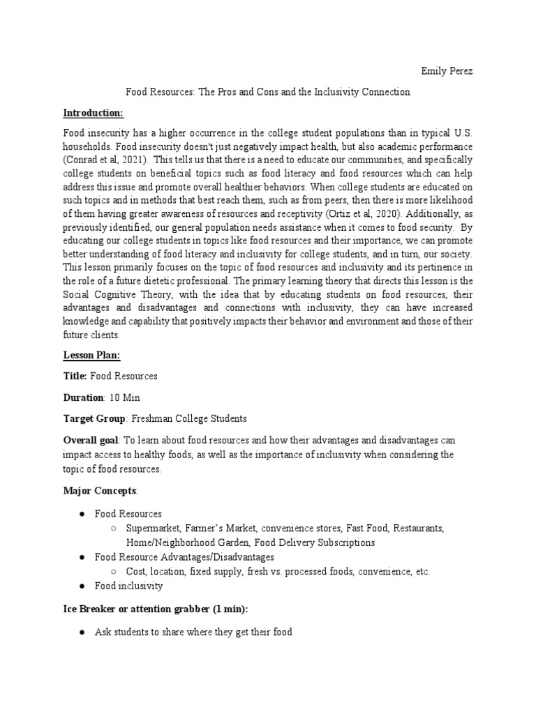 Nutrition Education Lesson Plan | PDF | Foods | Nonverbal Communication
