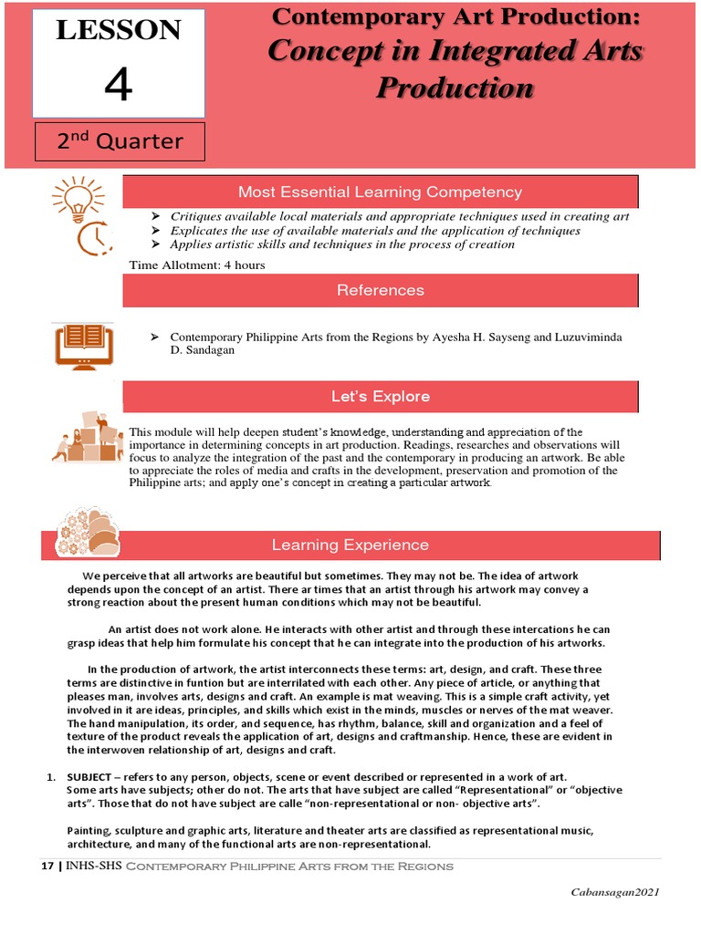 Concept in Integrated Arts Production: Lesson | PDF | Paintings ...