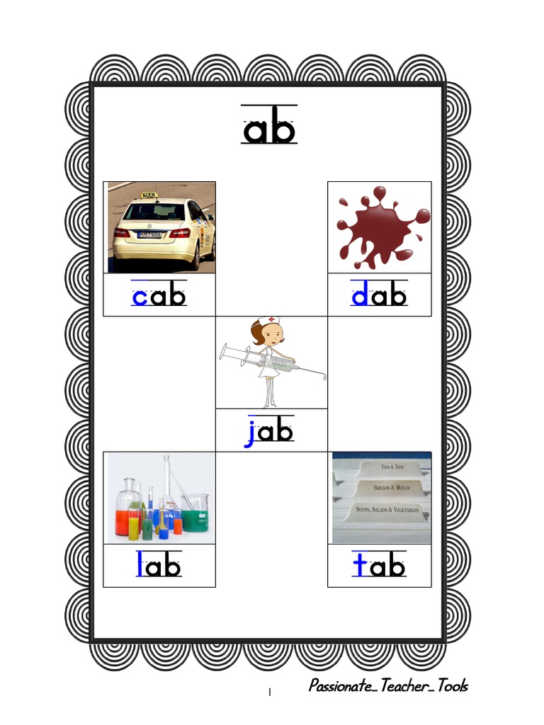 Word Family Chart Vol-1 Short Vowels | PDF