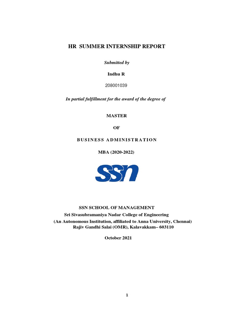 HR Summer Internship Report: Submitted by | PDF | Payroll | Employment