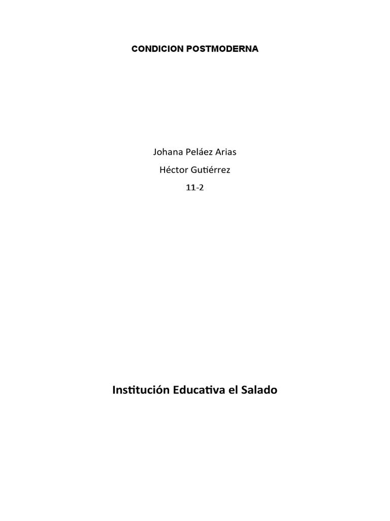 Condicion Postmoderna | PDF | Conocimiento | Cognición
