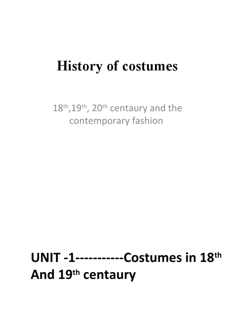History of Costumes | PDF | Clothing | Sewing