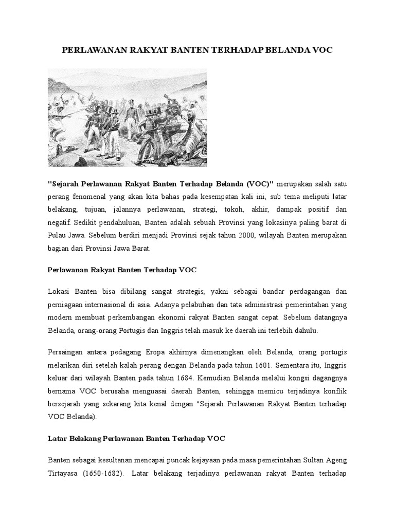 Perlawanan Rakyat Banten Terhadap Belanda Voc | PDF