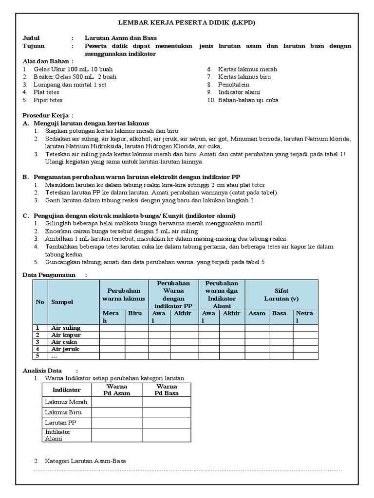 LKPD Asam Basa | PDF