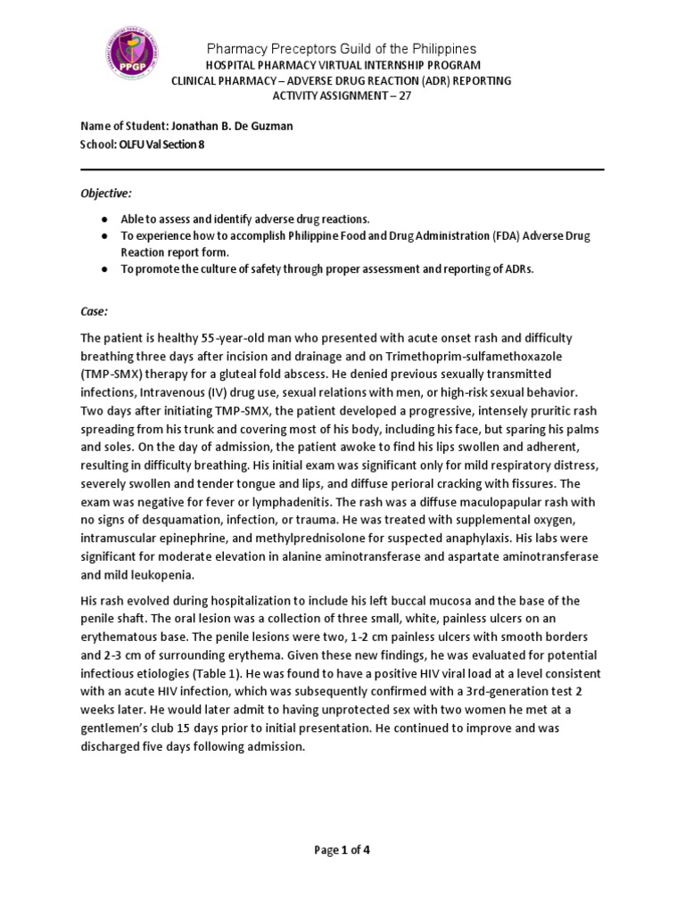ADR Reporting of Rash from Antibiotic | PDF | Allergy | Pharmacy
