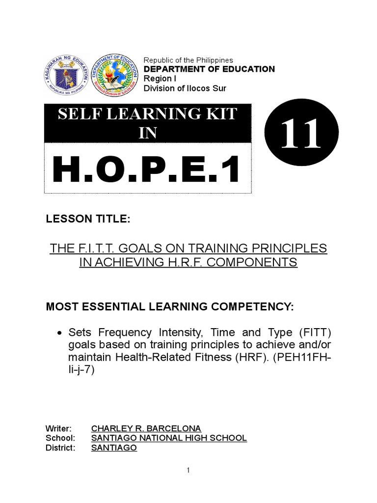 H.O.P.E.1: Self Learning Kit IN | PDF | Physical Fitness | Weight Training