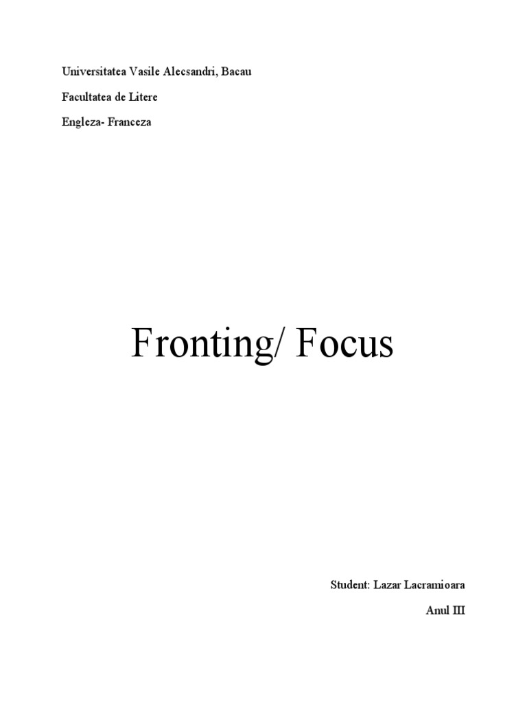 Understanding Front Focus in English | PDF | Question | Sentence ...