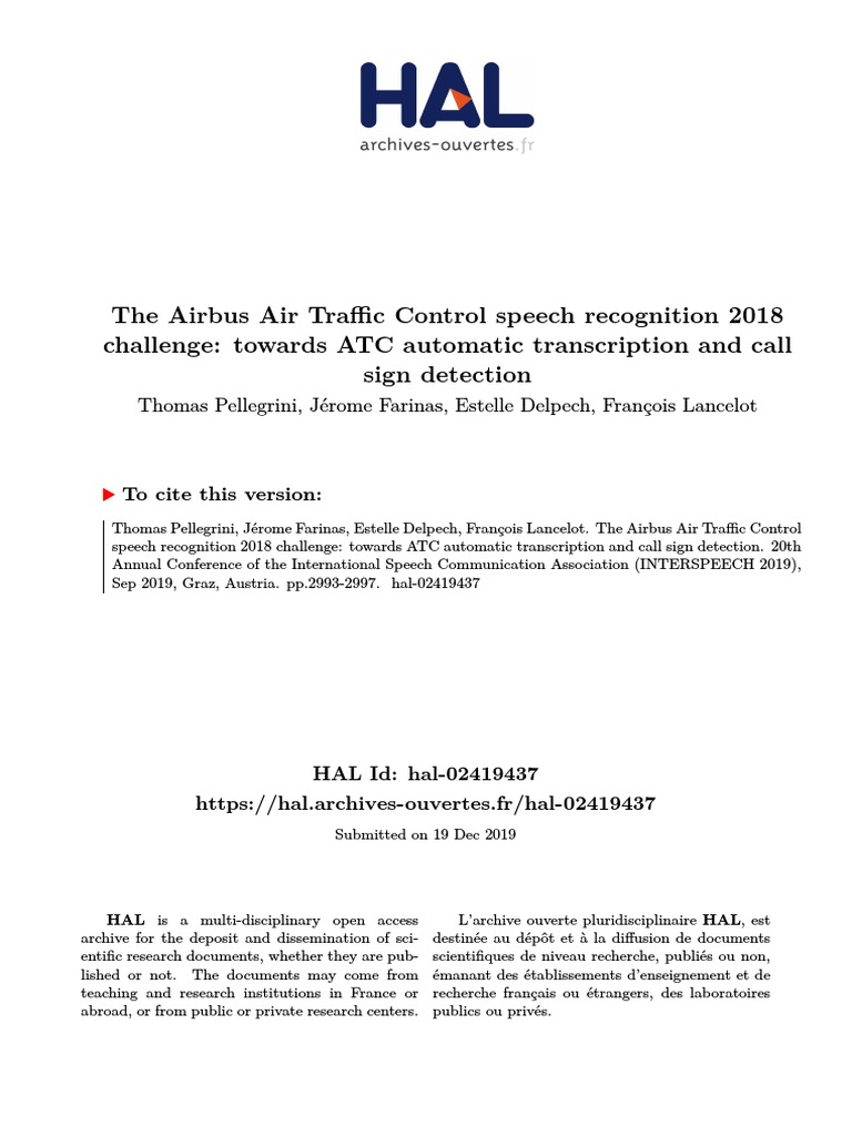The Airbus Air Traffic Control Speech Recognition 2018 Challenge ...