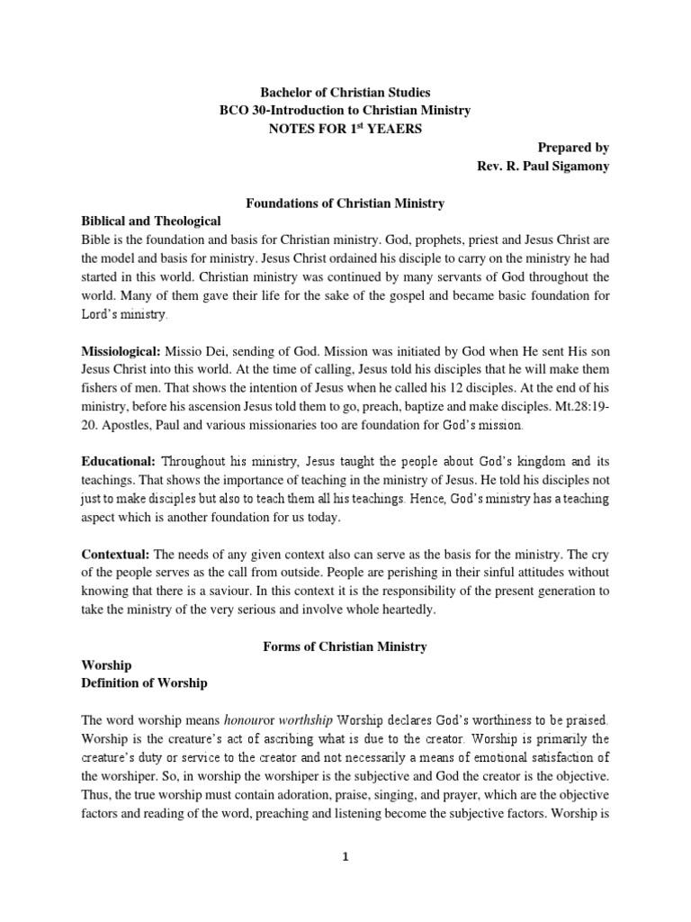 Foundations of Christian Ministry | PDF | Sermon | Worship