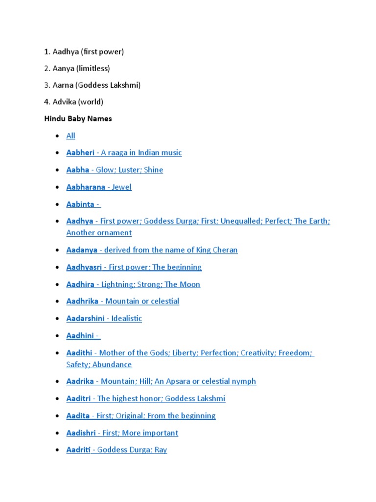 Baby Names. | PDF | Devi