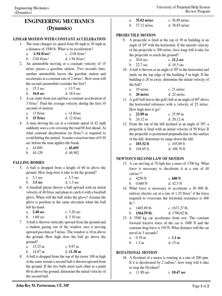 Engineering Mechanics Dynamics | Download Free PDF | Acceleration | Projectiles