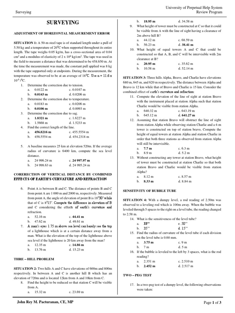 Surveying: John Rey M. Pacturanan, CE, MP | PDF | Surveying | Tangent