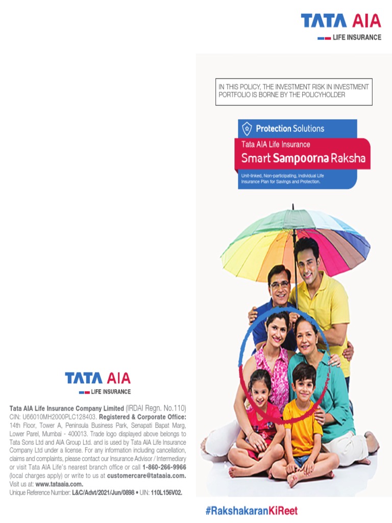 Tata AIA Smart Sampoorna Raksha Plan | PDF | Insurance | Investing