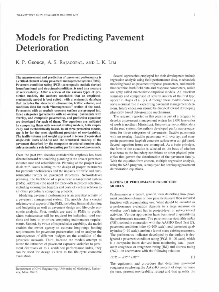 Development of A Pavement Deterioration Model | PDF | Errors And Residuals | Road Surface