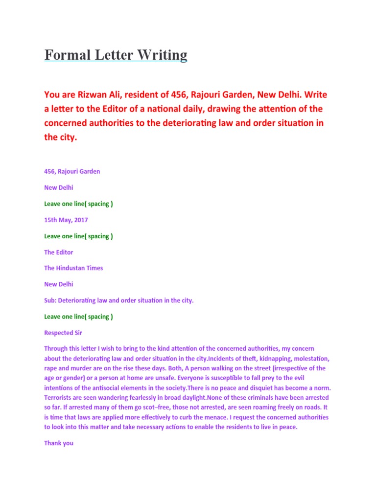 Formal Letter Writing& Analytical Paragraph | PDF