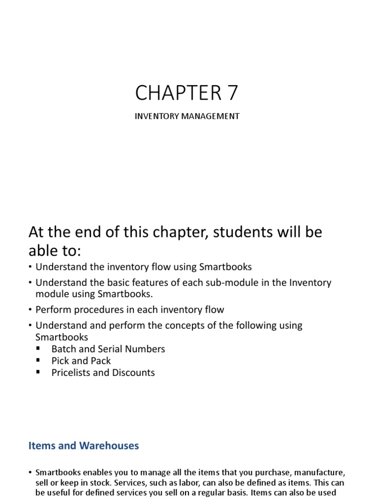 Chapter 7 Inventory Management | PDF | Inventory | Warehouse
