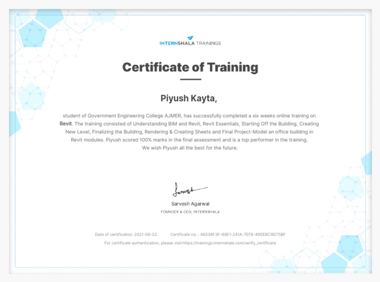 Revit Training - Certificate | PDF | Business
